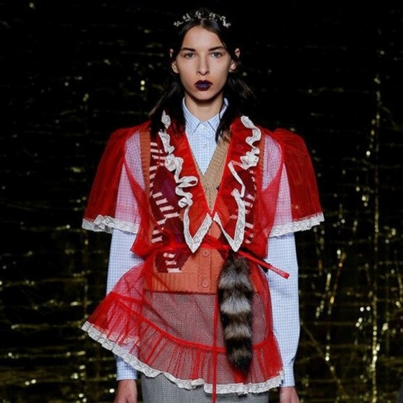 Miu Miu | Dresses | Miu Miu Spring 26 Lace Trim Ruffle Red Tulle Baby ...
